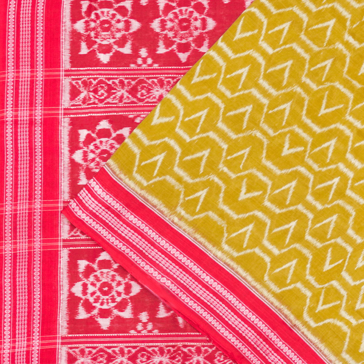 Sand Dollar and Vermilion Sambalpuri Cotton Saree - BV